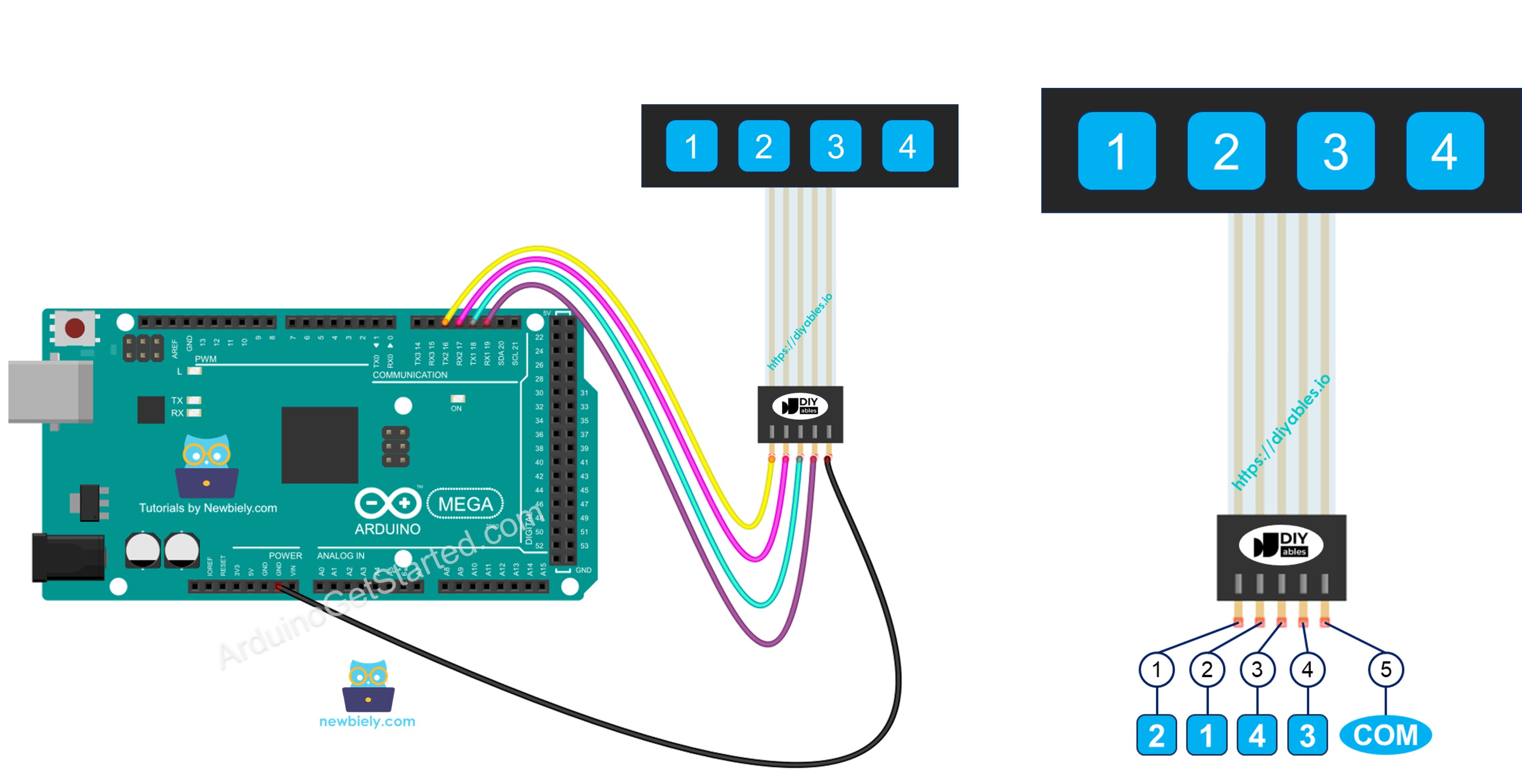 Arduino Mega - Keypad 1x4 | Arduino Mega Tutorial