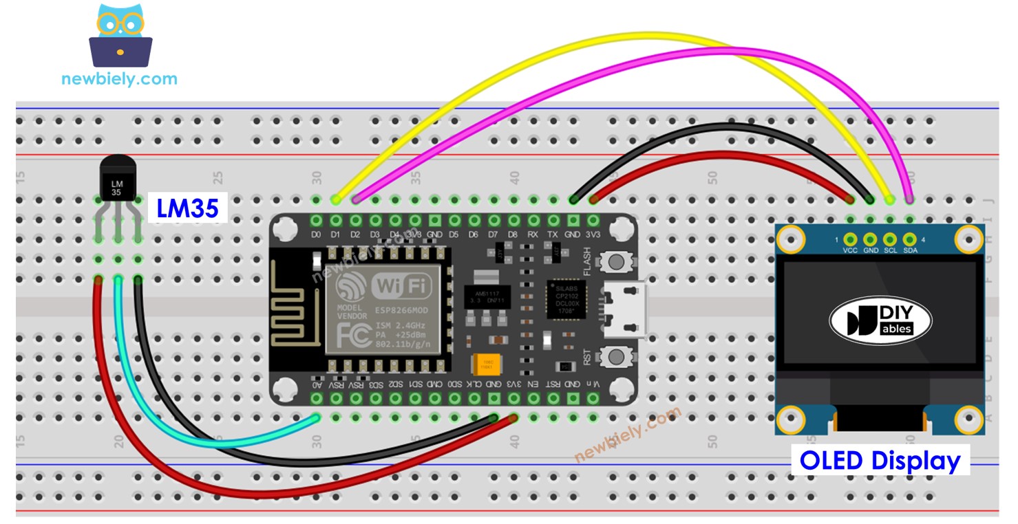 Esp8266 Lm35 Temperature Sensor Oled Esp8266 Tutorial