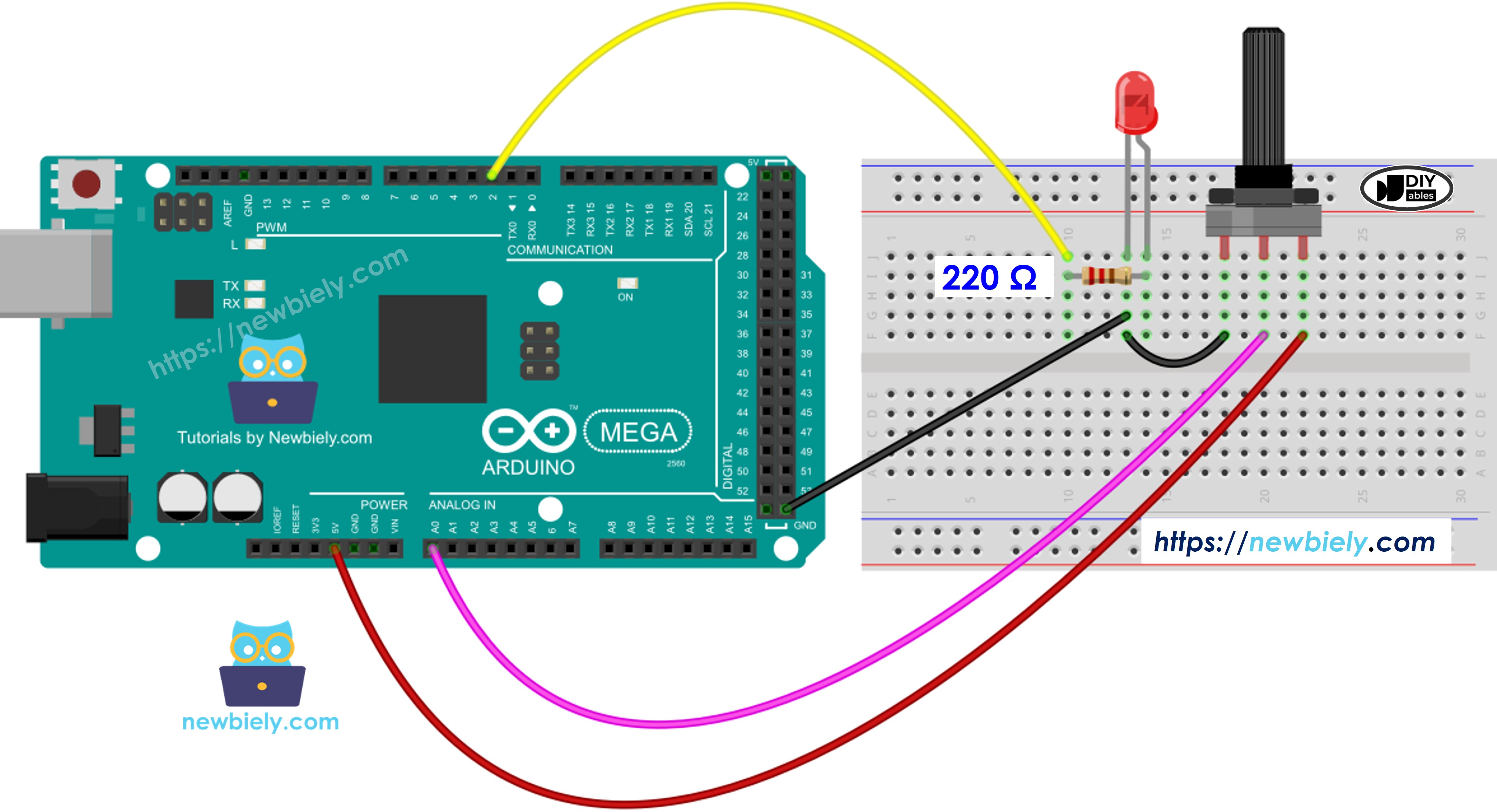 Arduino Mega - Potentiometer fade LED | Arduino Mega Tutorial
